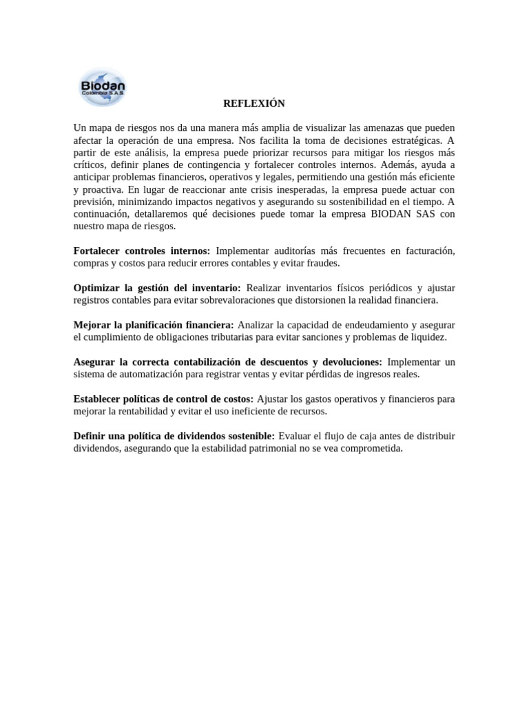 REFLEXIÓN BIODAN SAS | PDF