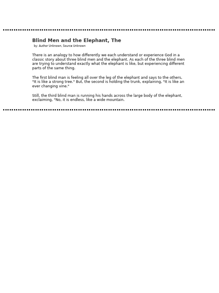Blind Men and The Elephant | PDF