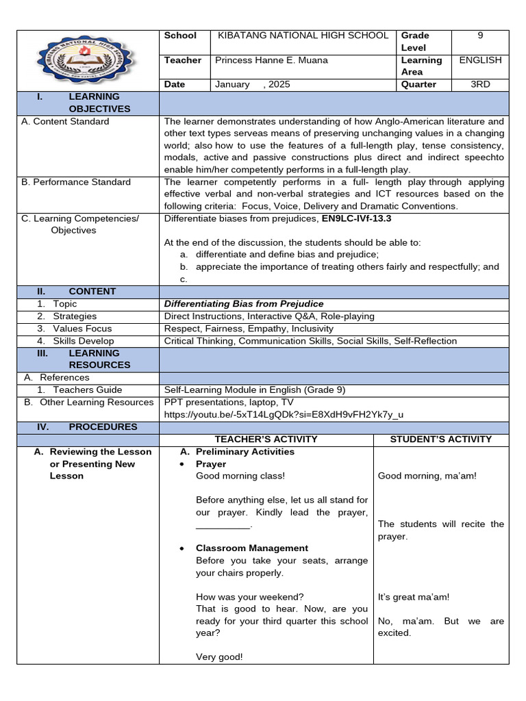 Understanding Bias and Prejudice in English | PDF