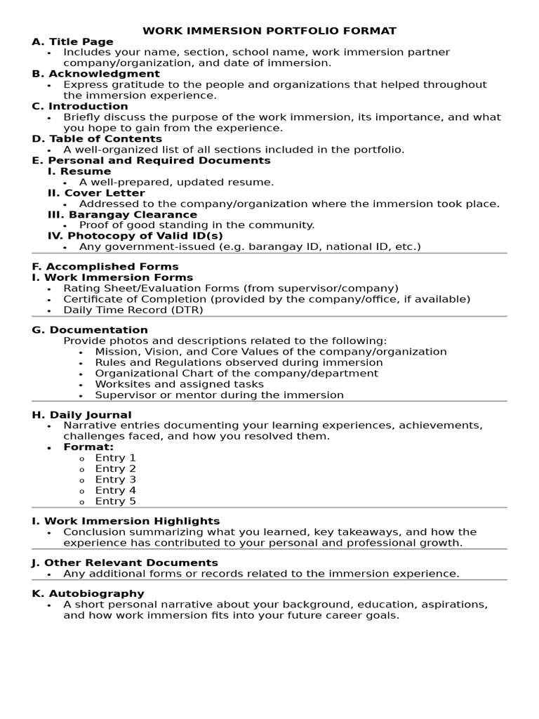 Portfolio Format | PDF