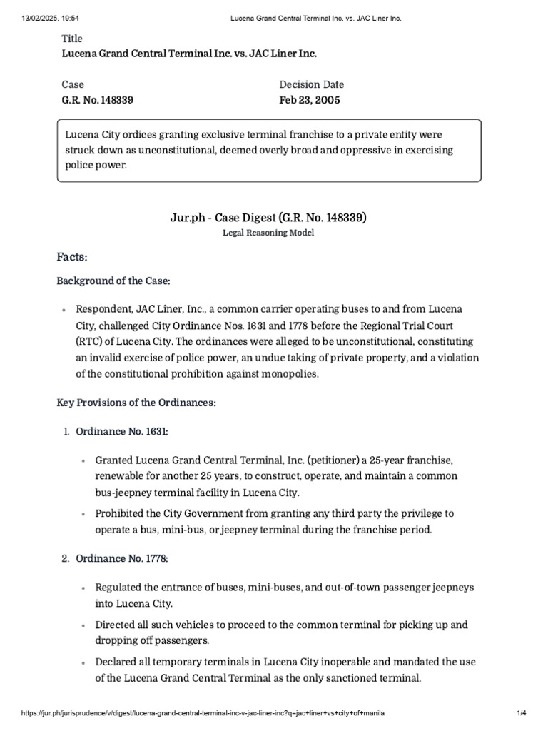 Lucena Grand Central Terminal Inc. vs. JAC Liner Inc | PDF ...