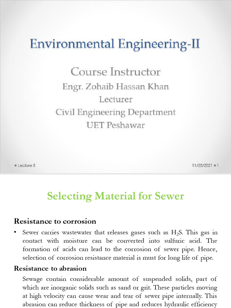 Environmental Engineering II M5 | PDF | Sanitary Sewer | Concrete