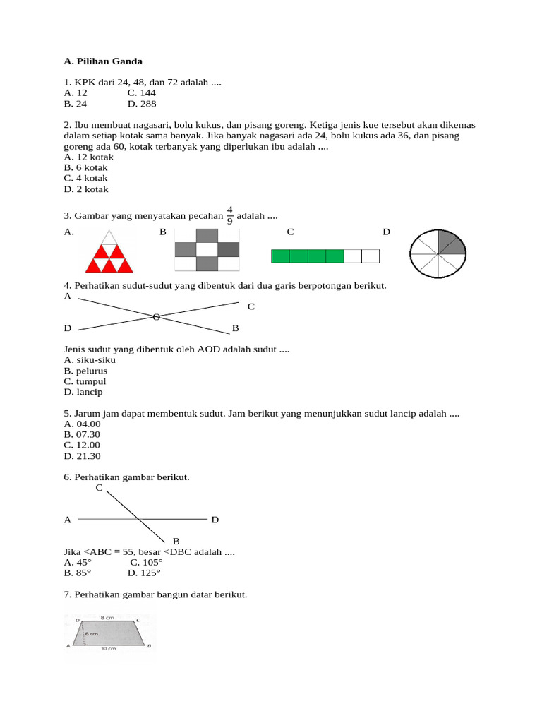 Soal Sumatif Akhir Semester Matematika Kelas 5 | PDF