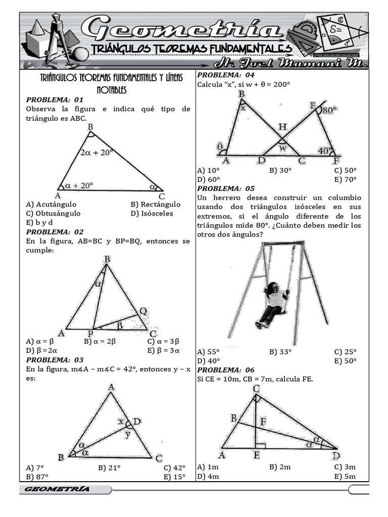 2 Triangulos Teoremas Fundamentales y Lineas Notables 30 | PDF | Triángulo | Matemática Elemental