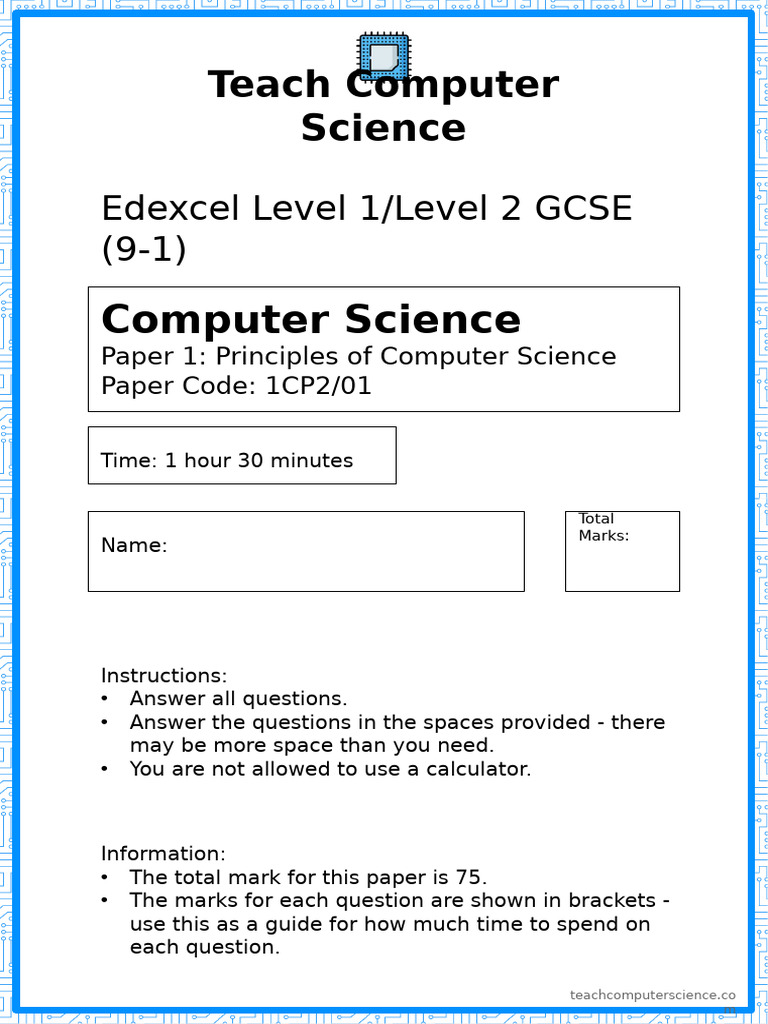 Edexcel GCSE Paper 1 - Principles of Computer Science | PDF | Computer ...