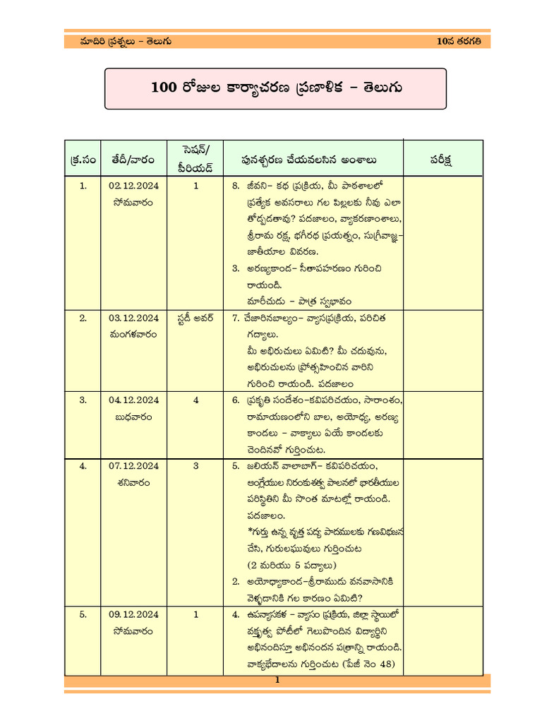 SCERT 10th Telugu Chapter-wise Imp Questions-Model Papers | PDF