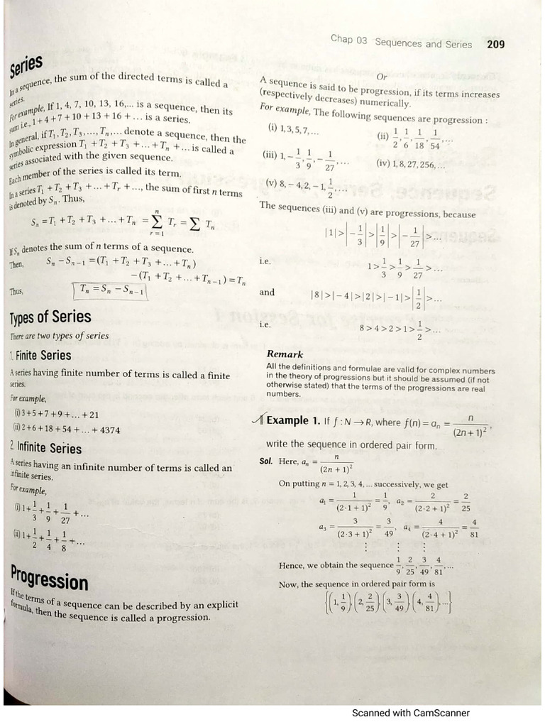 Arihant Class 11 CH - Squance and Series | PDF