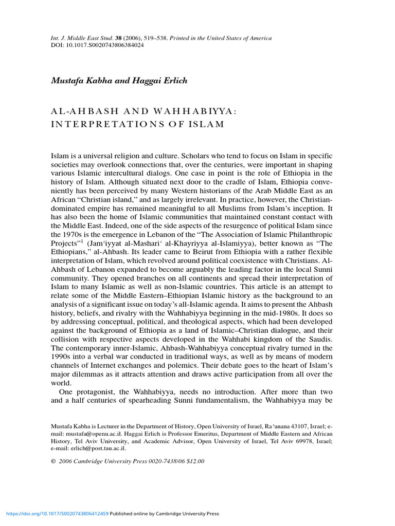 Al Ahbash and Wahhabiyya Interpretations of Islam | PDF | Wahhabism ...