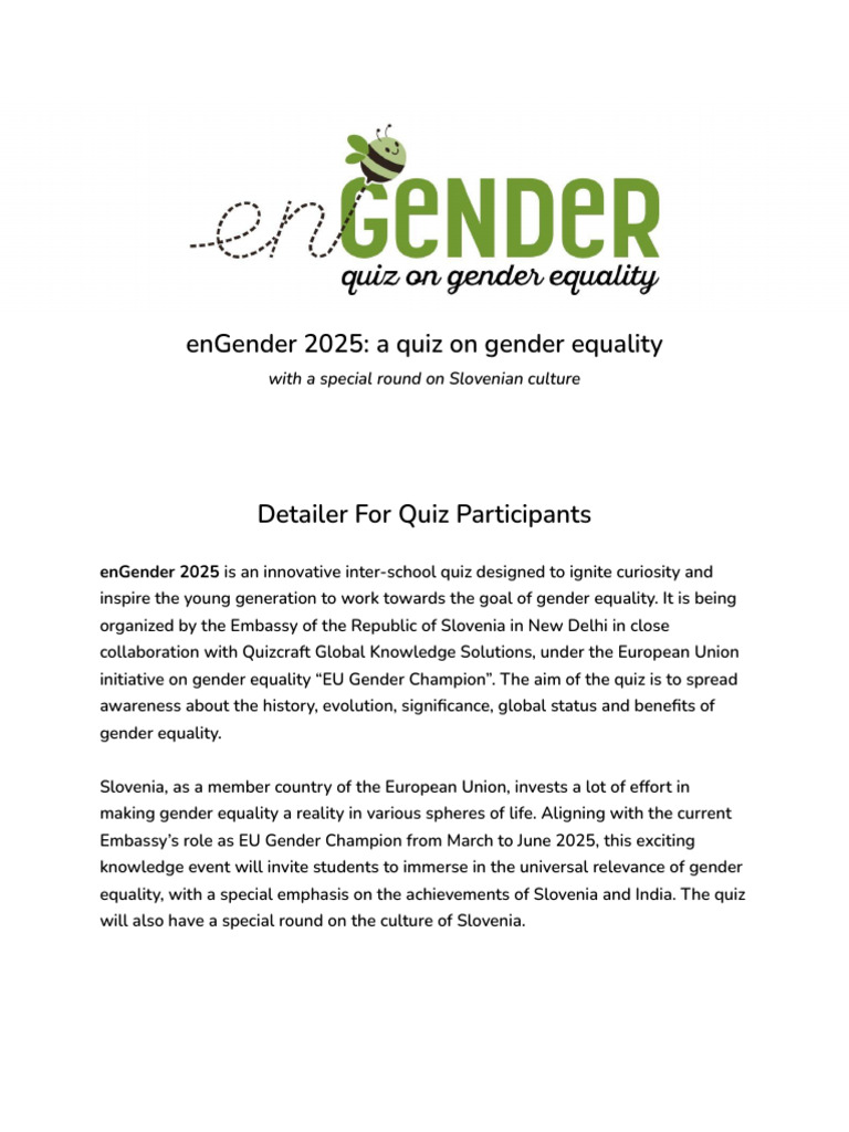 Engender 2025 Quiz Detailer | PDF | Gender Equality | Gender Studies