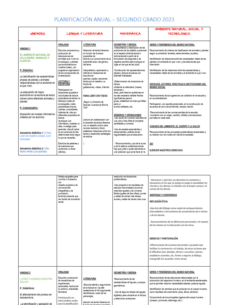 Planificacion Anual Segundo Grado 2022 | PDF | Escritura | Maestros