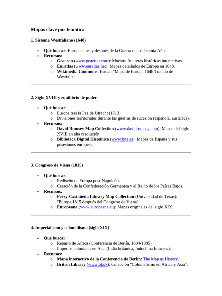 Mapas Clave Por Temática Historia I | PDF | Relaciones Internacionales | Políticas globales