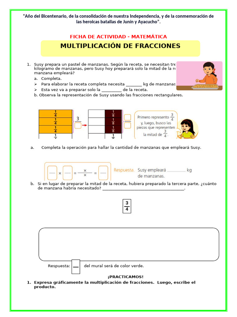 Multiplicación de Fracciones para Niños | PDF