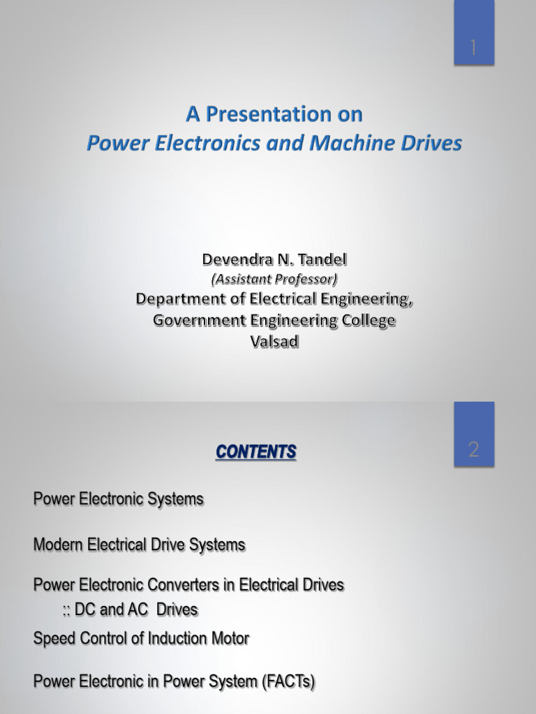 Power Electronics in Electrical Drives | PDF | Power Electronics ...
