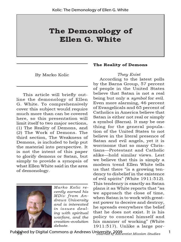 The Demonology of Ellen G. White | PDF | Satan | Demons