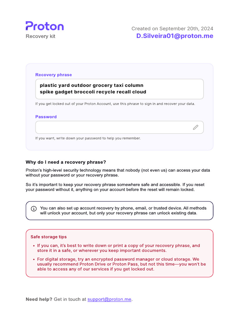 Proton Account Recovery Guide | PDF