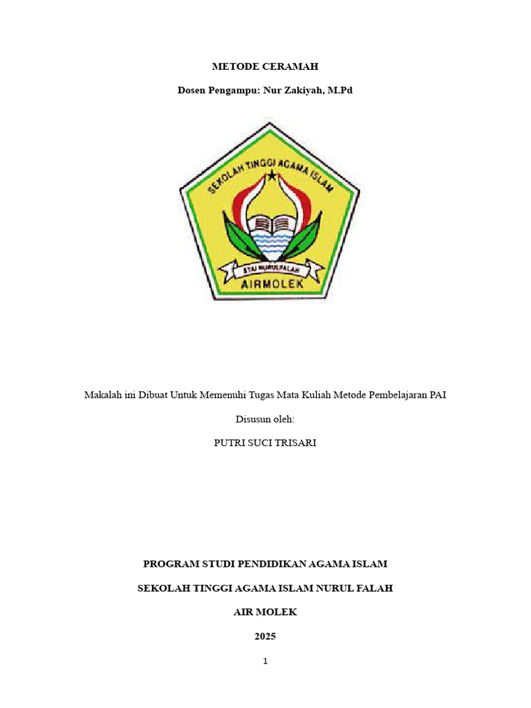 Metode Ceramah dalam Pembelajaran PAI | PDF