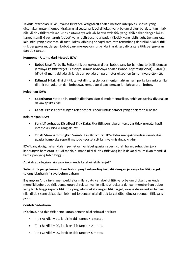 Metode Interpolasi IDW: Panduan Lengkap | PDF