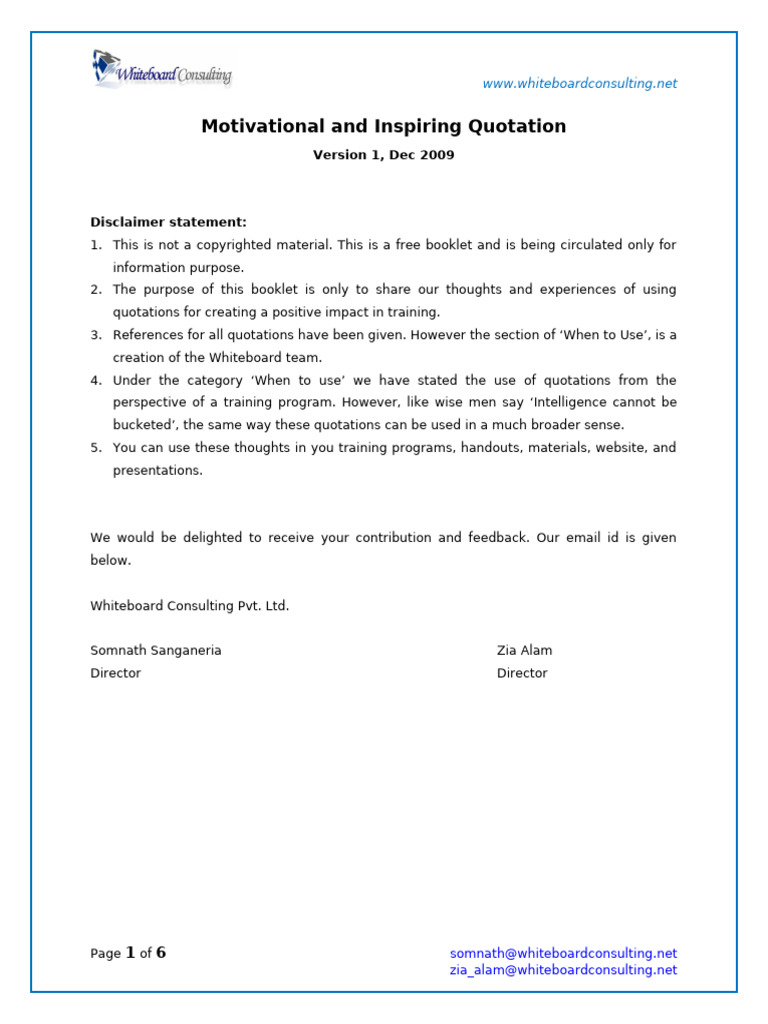 'Goal-Setting' Quotations For Training Program | PDF | Goal Setting ...