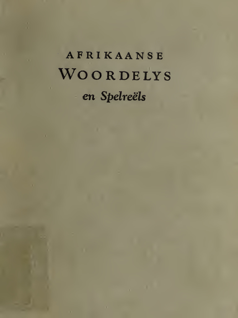 Afrikaanse Woordelys Spelreels 1960 | PDF