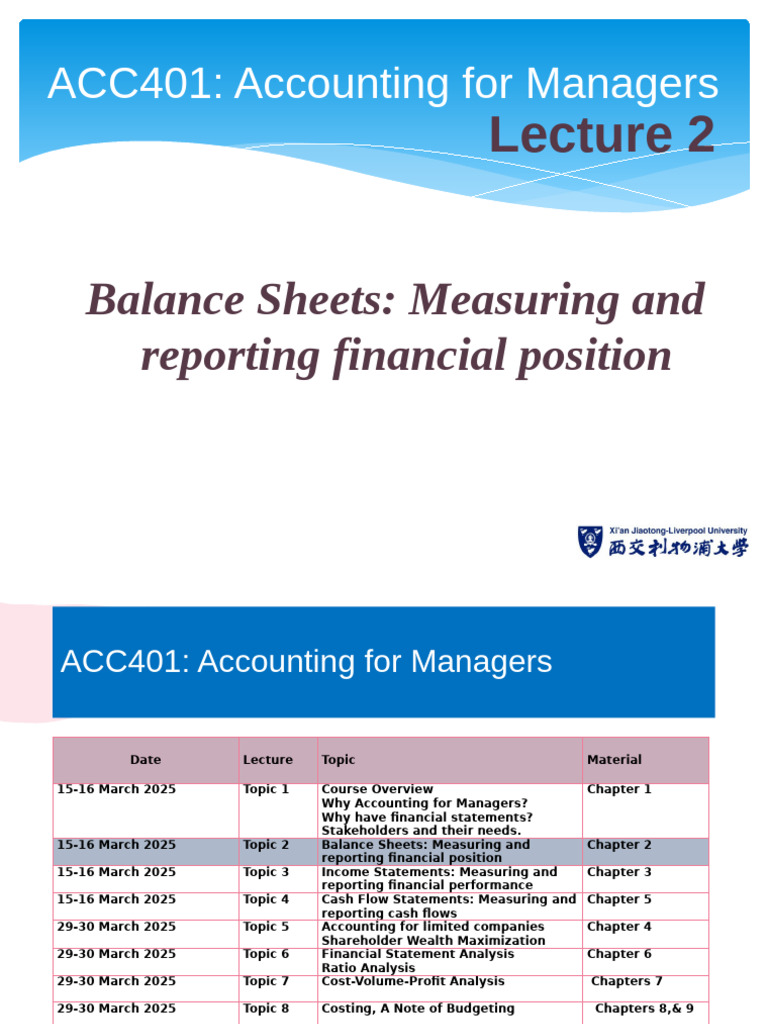 ACC401 L2 CH 2 Balance Sheets - v5 | PDF | Equity (Finance) | Depreciation