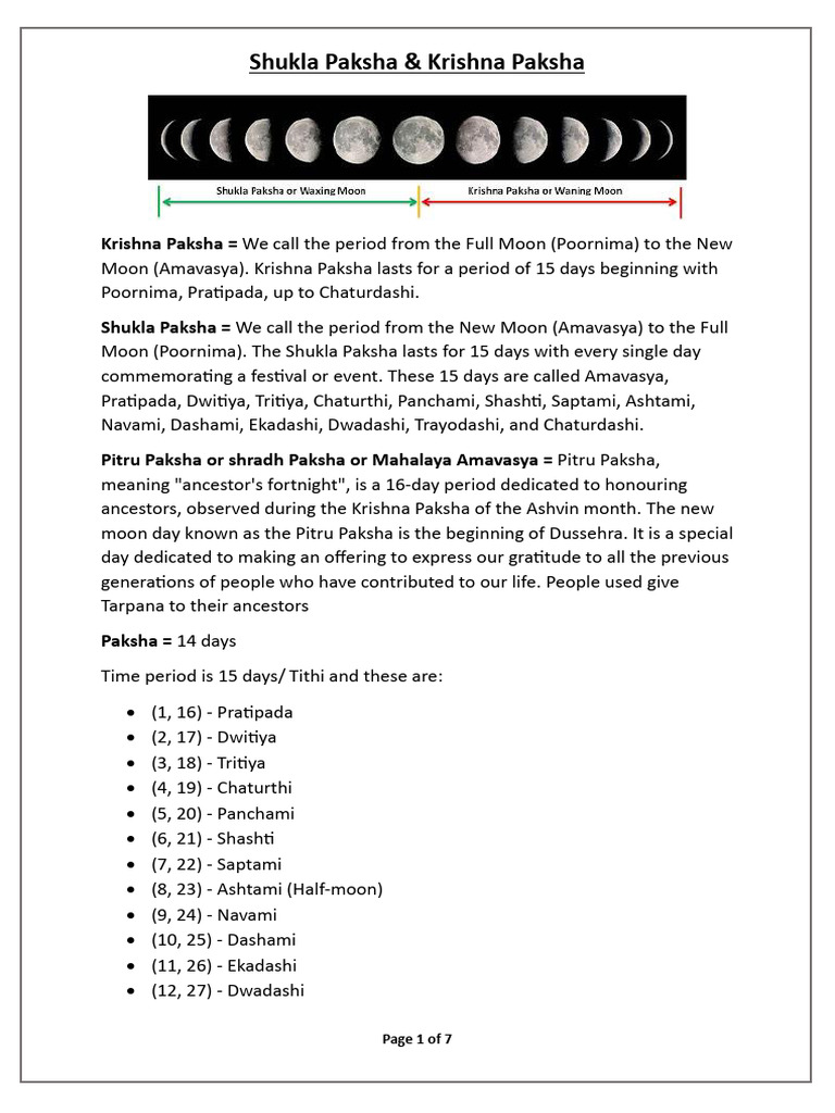 Shukla Paksha & Krishna Paksha | PDF | Hindu Deities | Hindu Mythology