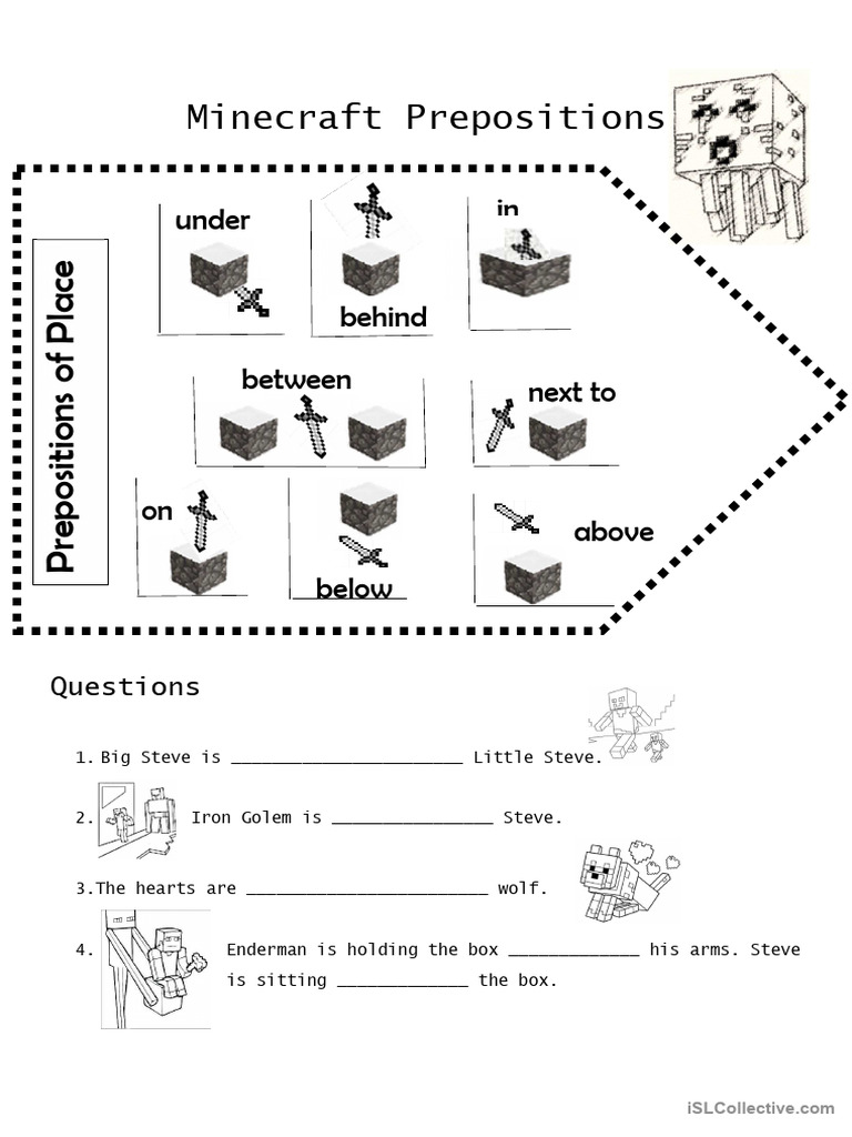 Minecraft - Prepositions of Place | PDF