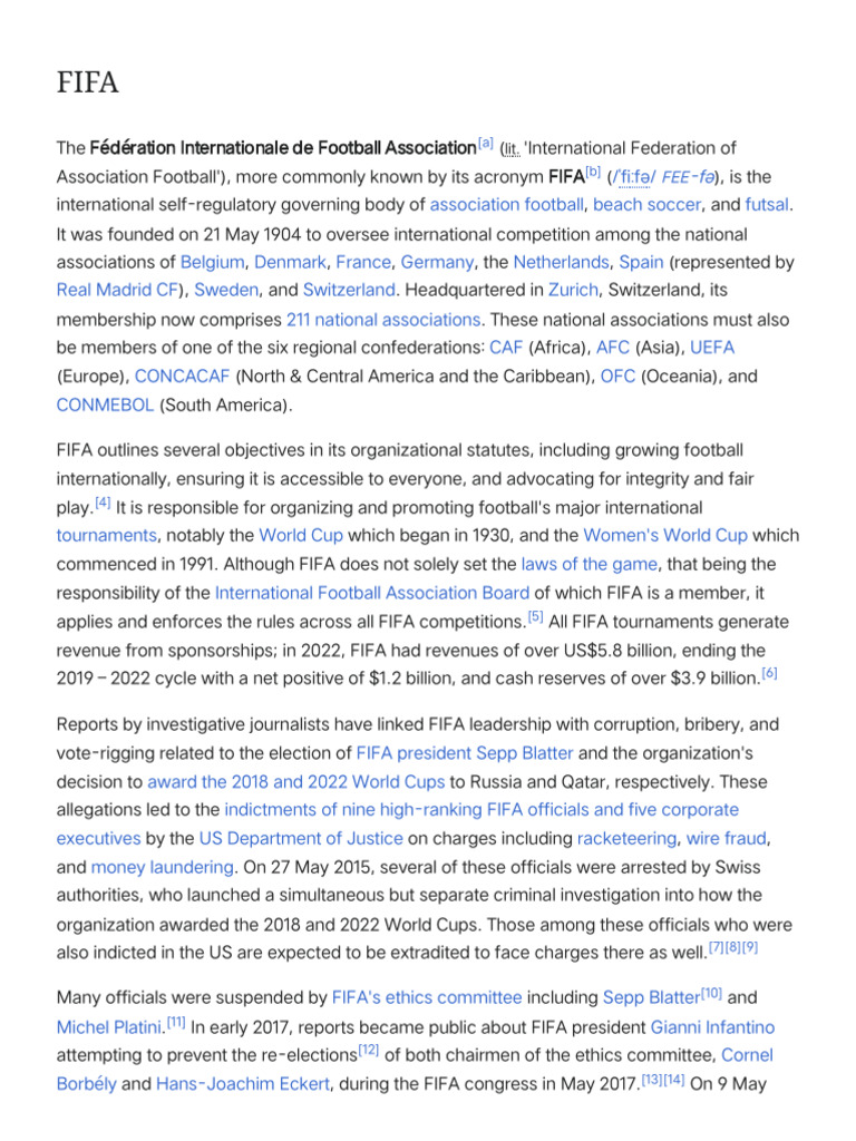 FIFA | PDF | Fifa | Association Football
