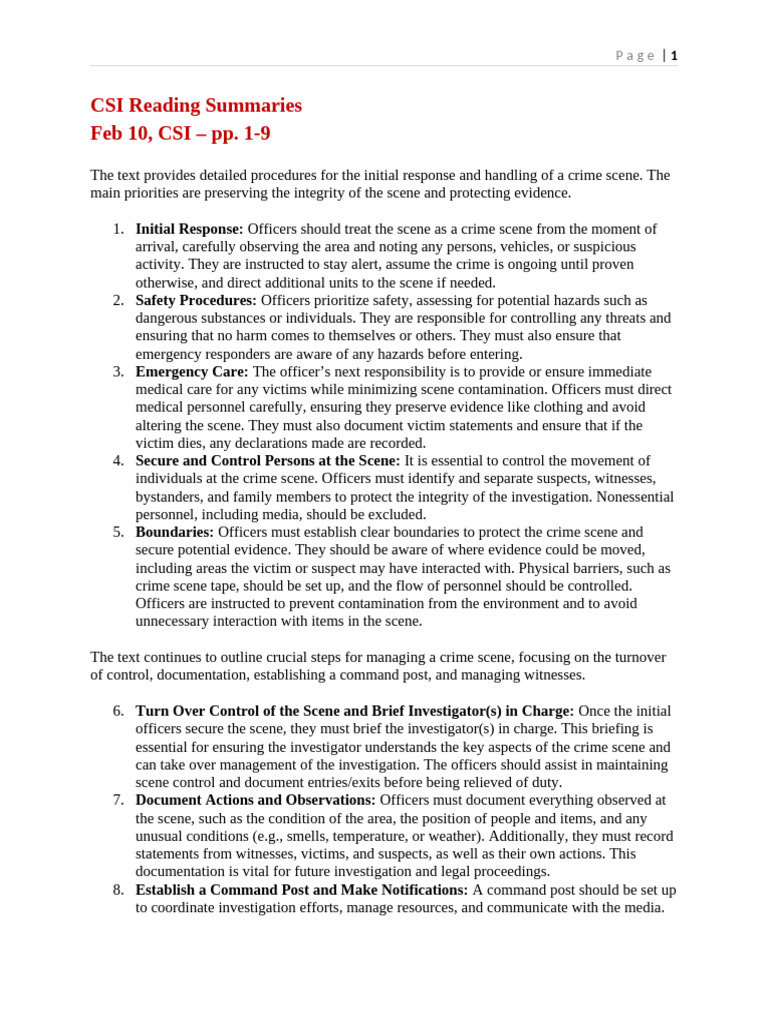 Compilation of Anth105 CSI Text Book Reading Summaries | PDF | Crime ...
