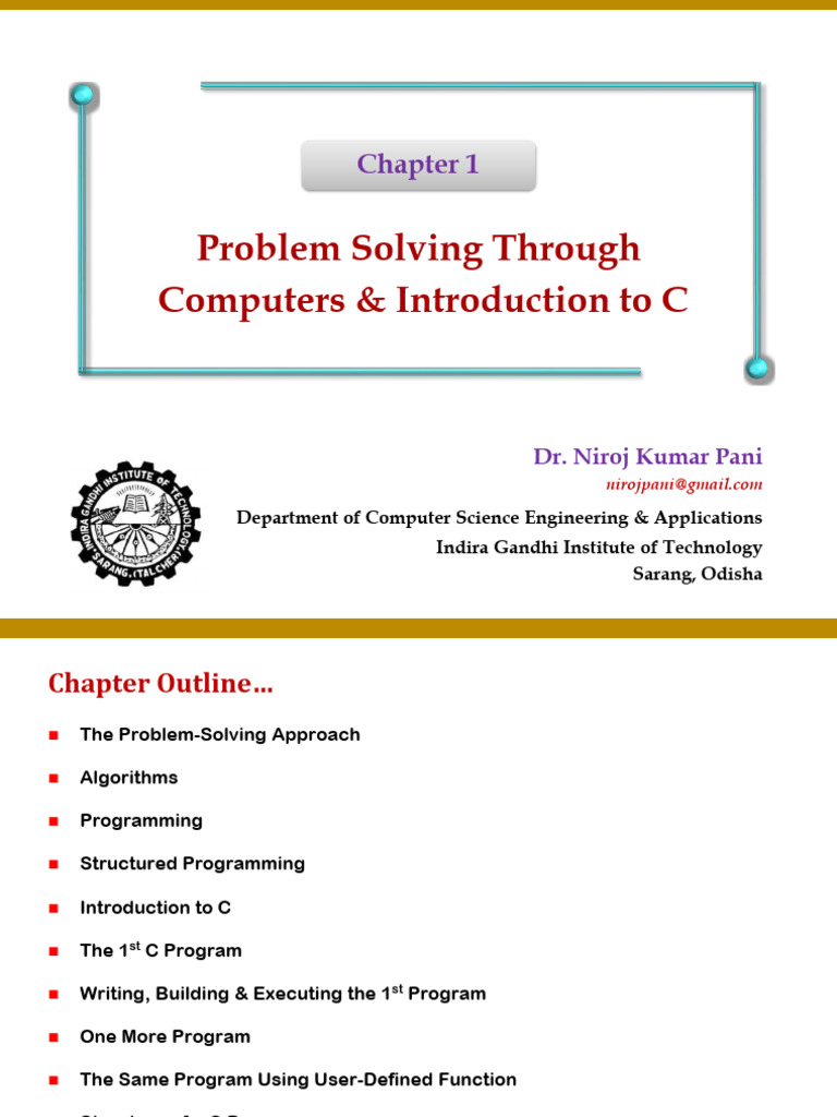 Chapter 01 - Problem Solving Through Computers & Introduction to C | PDF | Computer Program ...