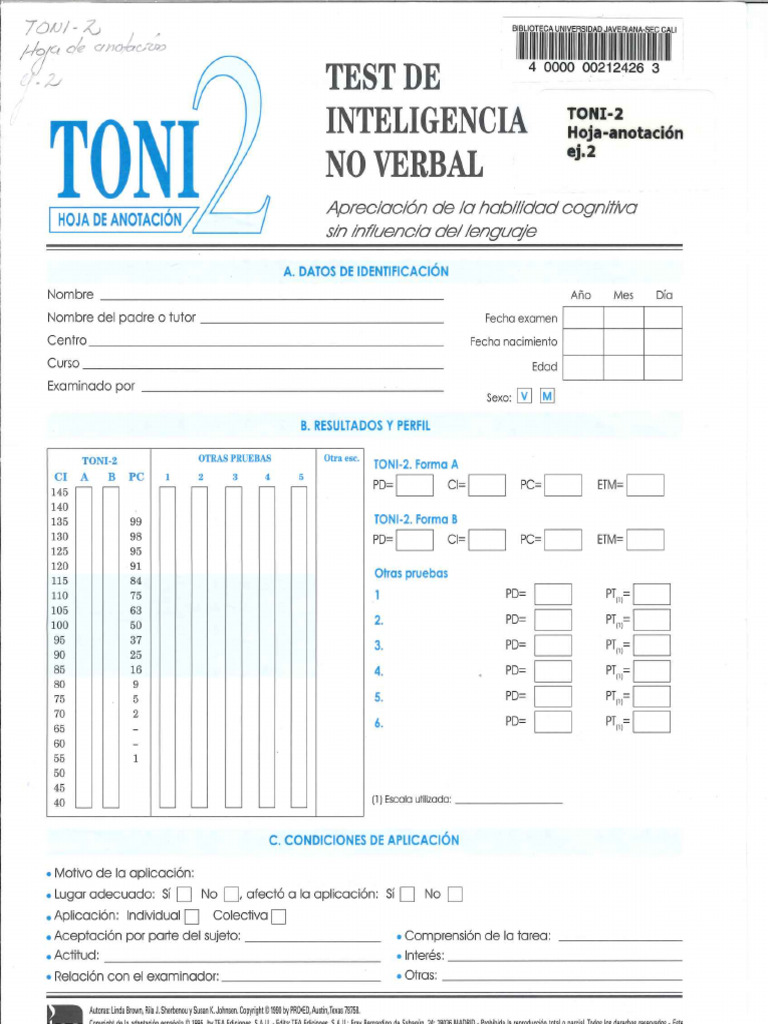 TONI 2 Hoja de Anotación | PDF