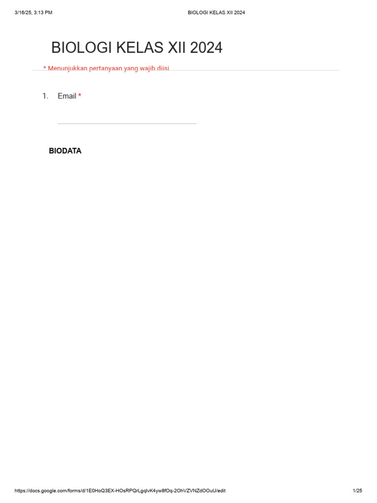 Biologi Pat Kelas Xii 2024 - Google Formulir_copy | PDF