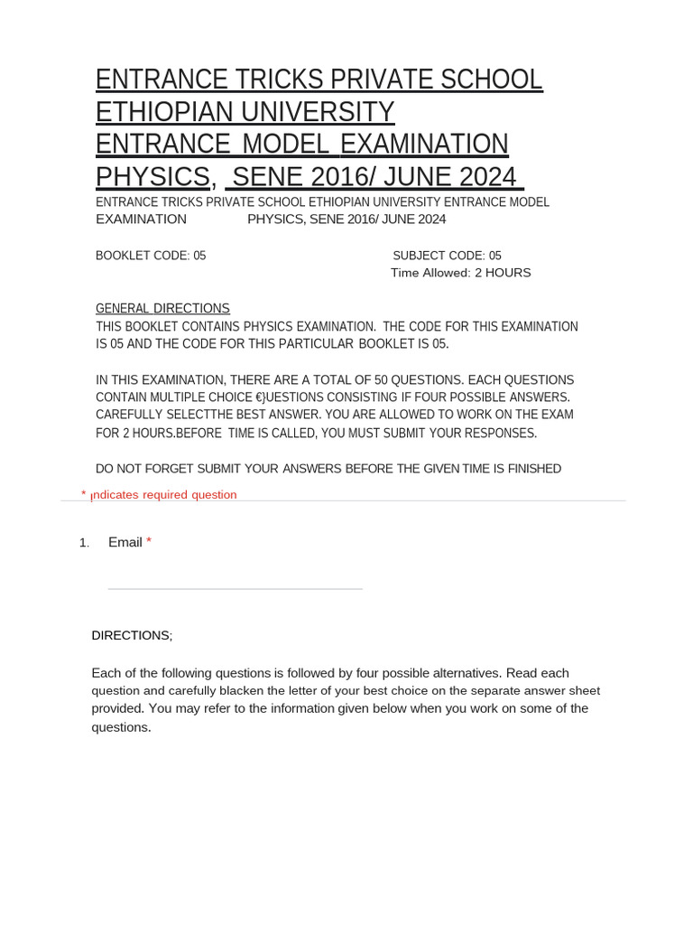 Grade 12 Physics Model Exam 2016 | PDF | Force | Inductor