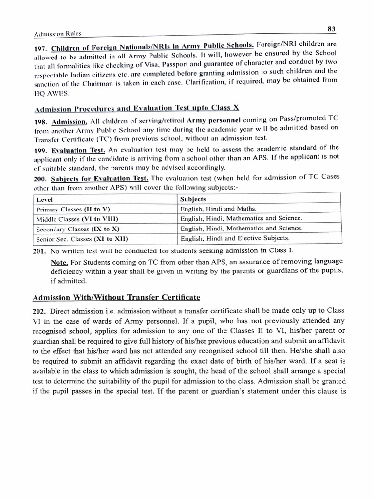 Admission Instructions for Army Schools | PDF | University And College ...