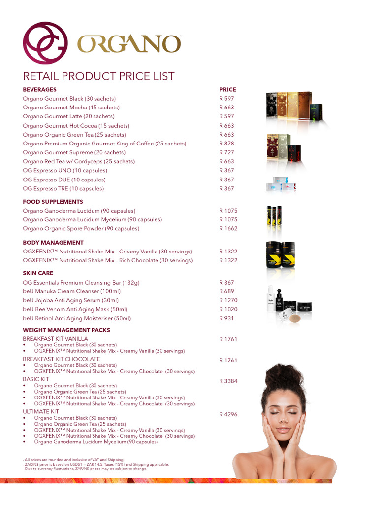 ORGANO Product Retail Price List - 20210901 | PDF | Chocolate | Non ...