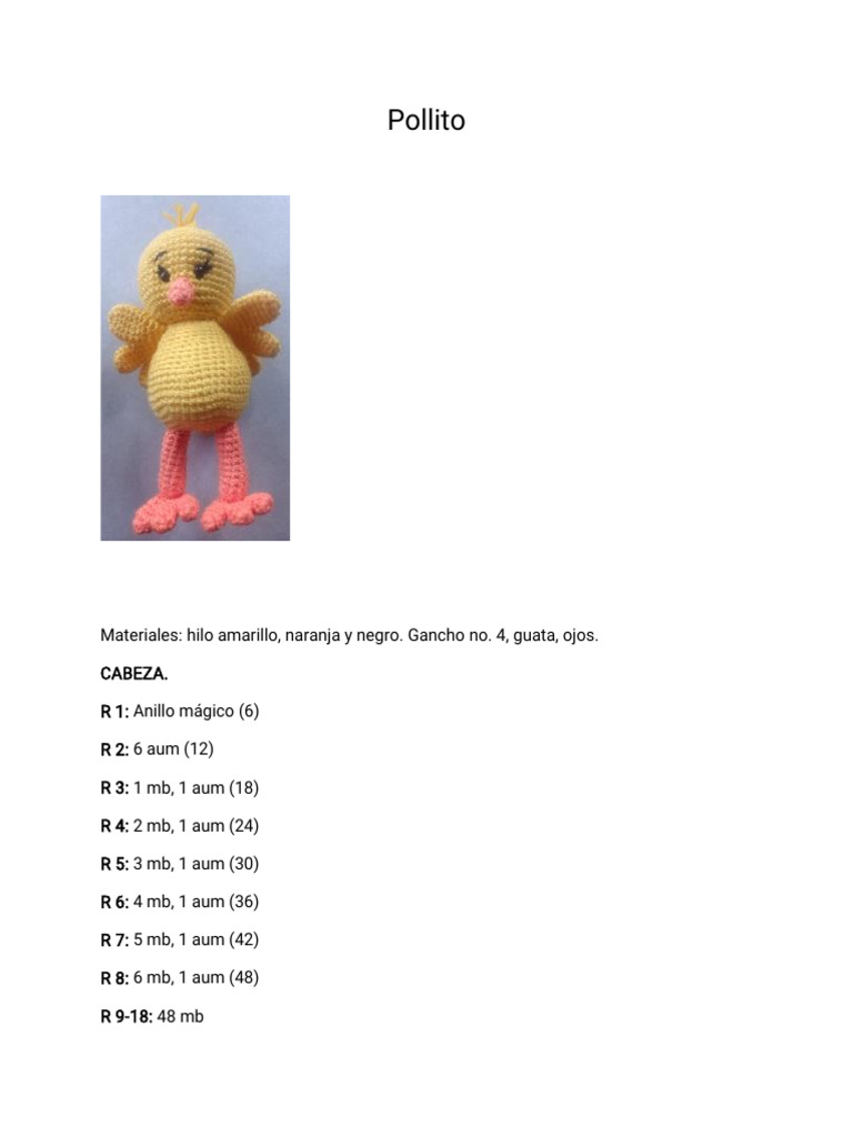 Teje a tu pollito Tito paso a paso | PDF | Aves | Ornitología