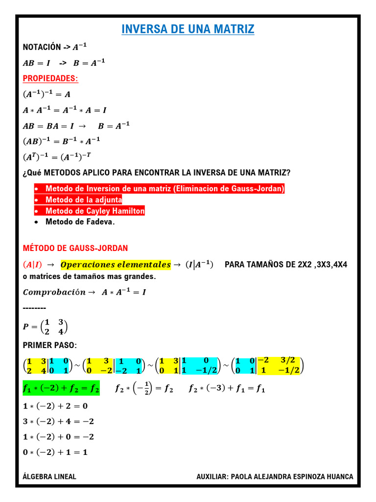 Inversa de Una Matriz | PDF | Matriz (Matemáticas) | Física Matemática