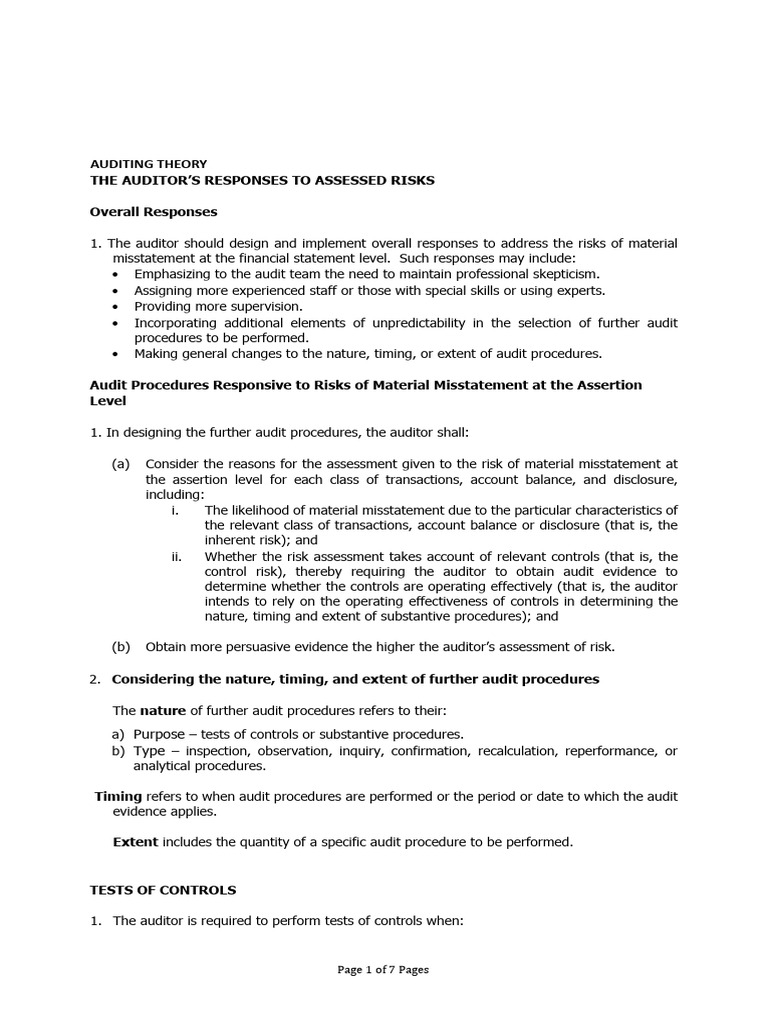 AT-5-The-Auditor_s-Responses-to-Assessed-Risks (1) | PDF | Audit ...