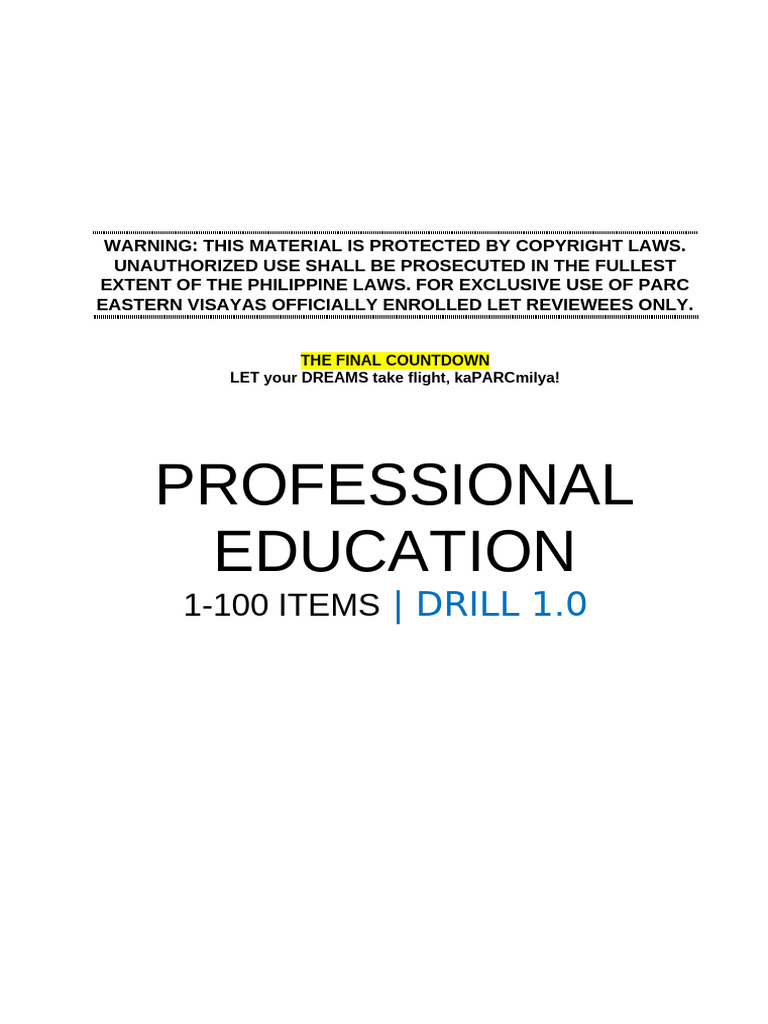 TFC PROFESSIONAL EDUCATION With KTC DRILLS 1.0 | PDF | Teachers | Learning