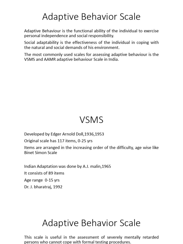 Adaptive Behavior Scale | PDF