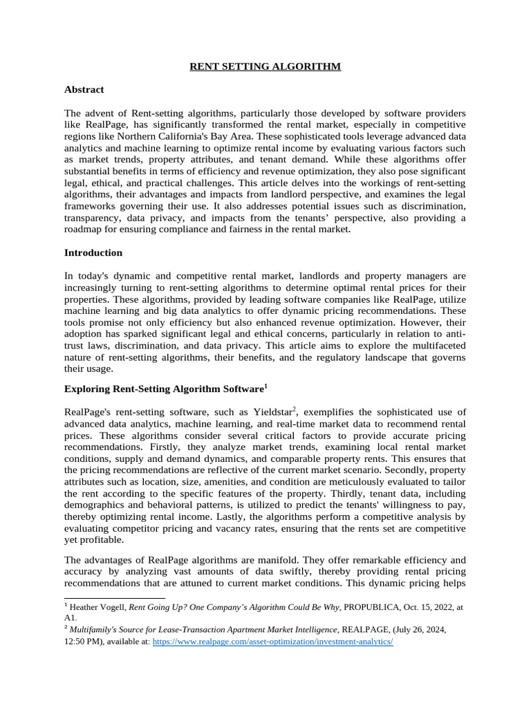 Article-Rent Setting algorithm | PDF