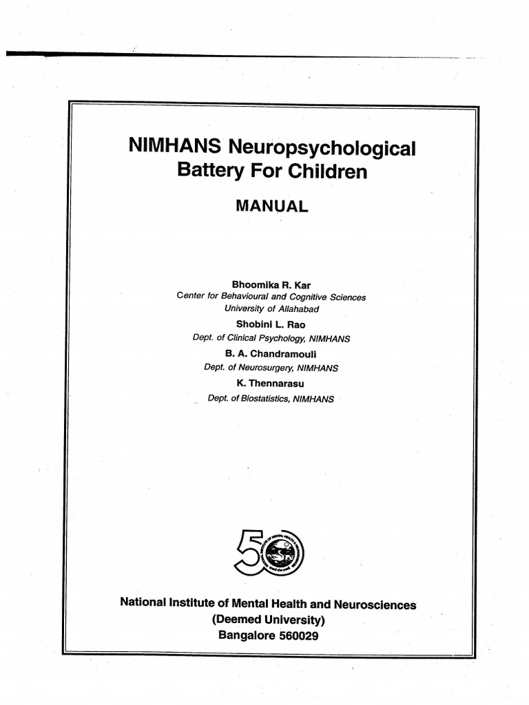 Nimhans Battery-C | PDF