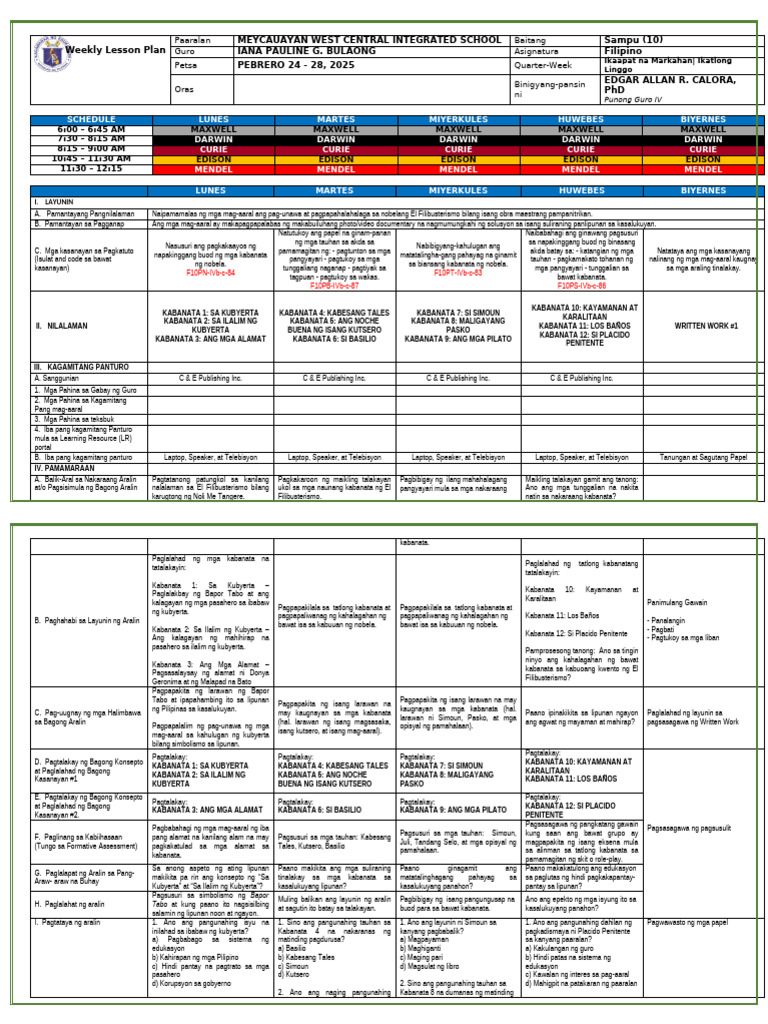 FIL-Q4W3 Daily Lesson Log | PDF