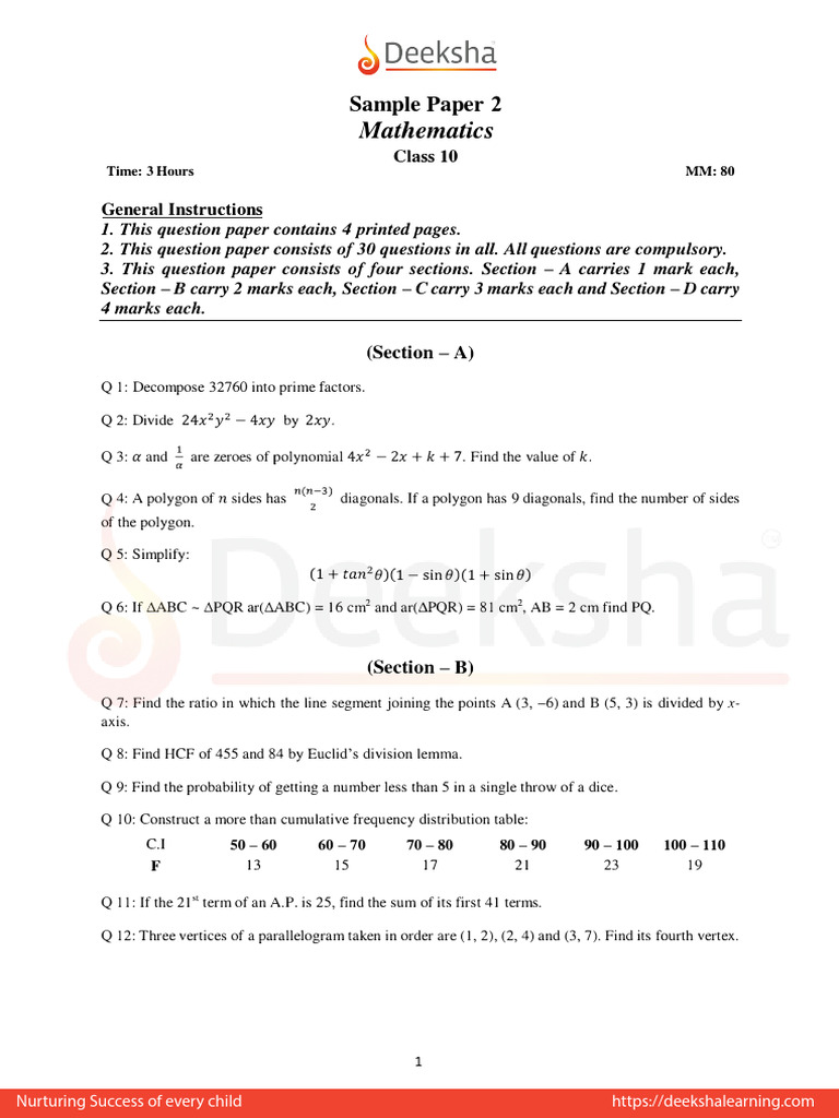 10-Maths-Basic-CBSE-Sample-Papers-2-2017-2018 | PDF