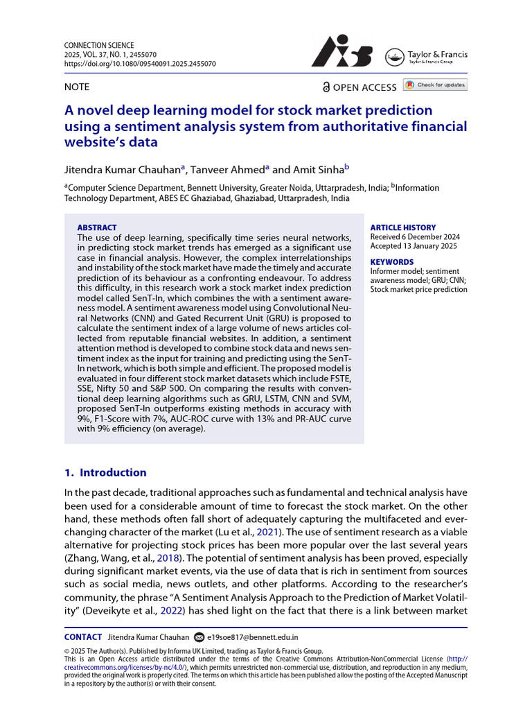 A Novel Deep Learning Model For Stock Market Predi | PDF | Receiver ...
