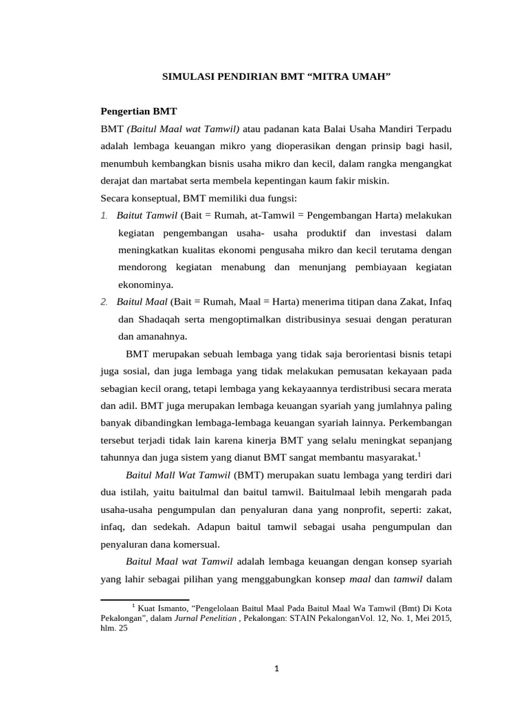 simulasi pendiri BMT IZZI | PDF