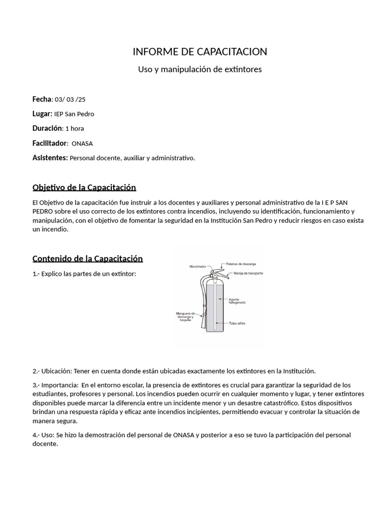 Informe de Capacitacion | PDF