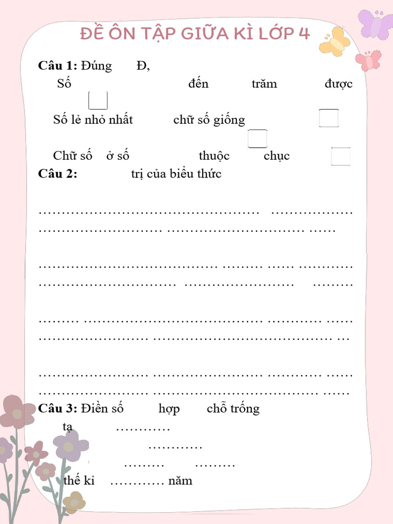 ĐỀ CƯƠNG TOÁN 4 - GK1 | PDF