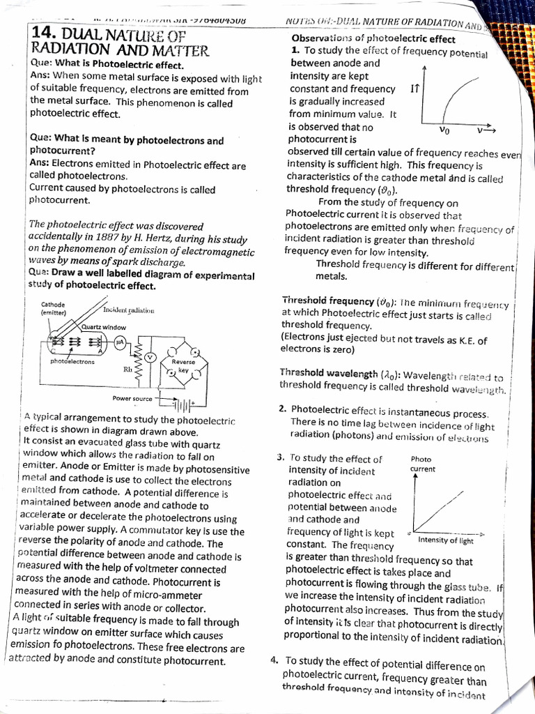 Physics Board Dual Nature of Radiation and Matter | PDF