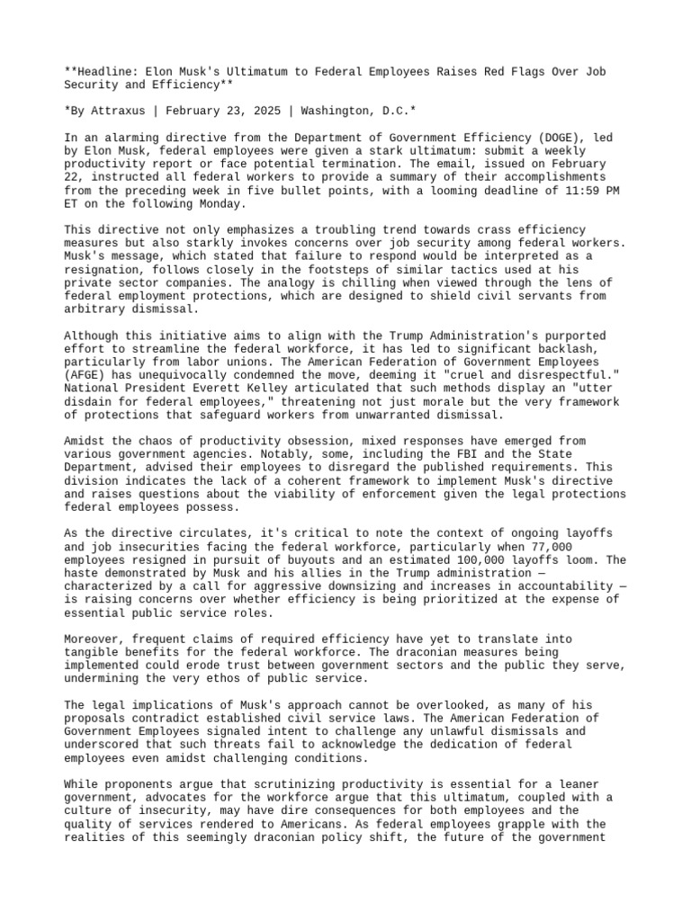 Report Federal Employee Productivity Reports | PDF | Layoff
