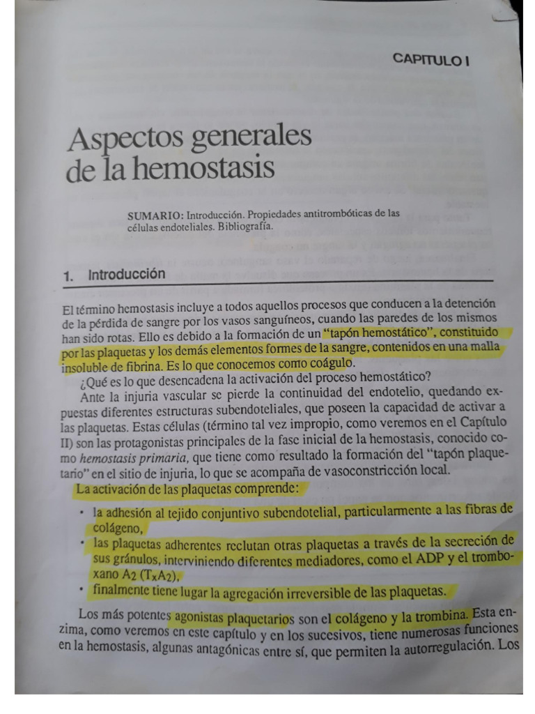 Aspectos generales de la hemostasis | PDF